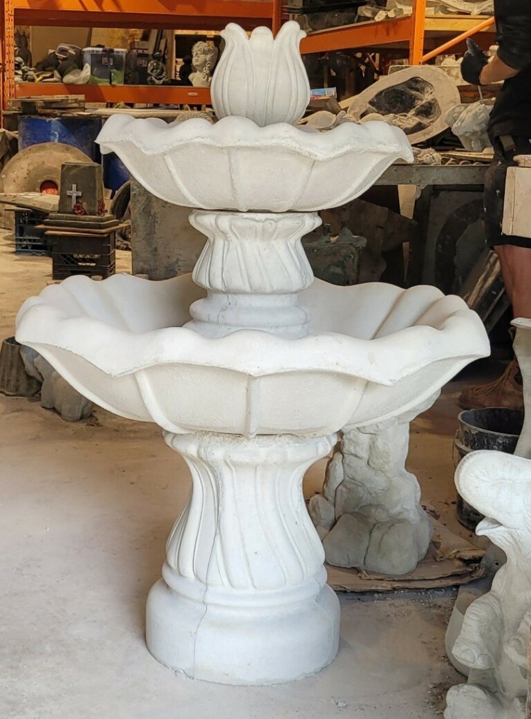 2 Tier Tulip Top Short Base Fountain Set - Country Garden Concrete